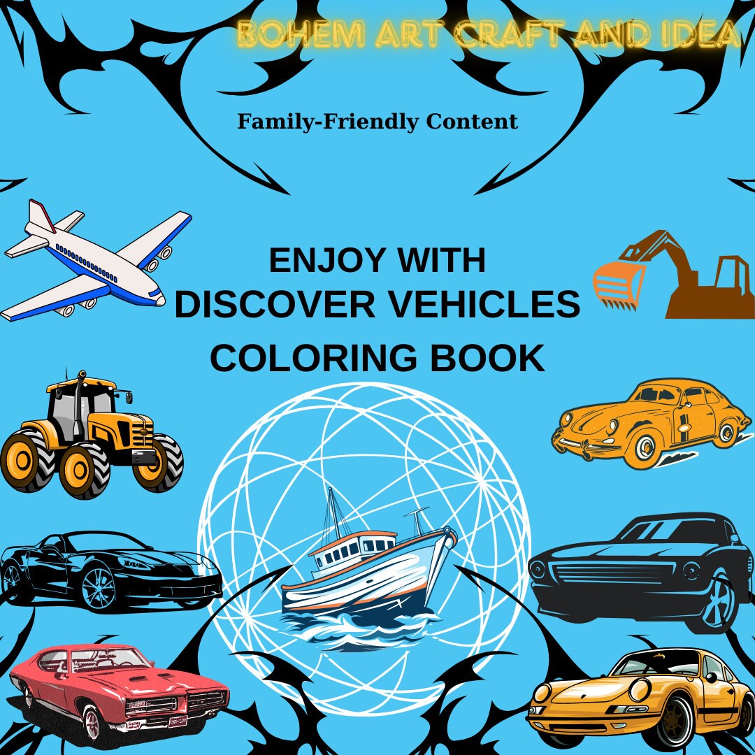 Vehicles Coloring Book, Printable Colouring Pages (PDF Pattern) - Etsy