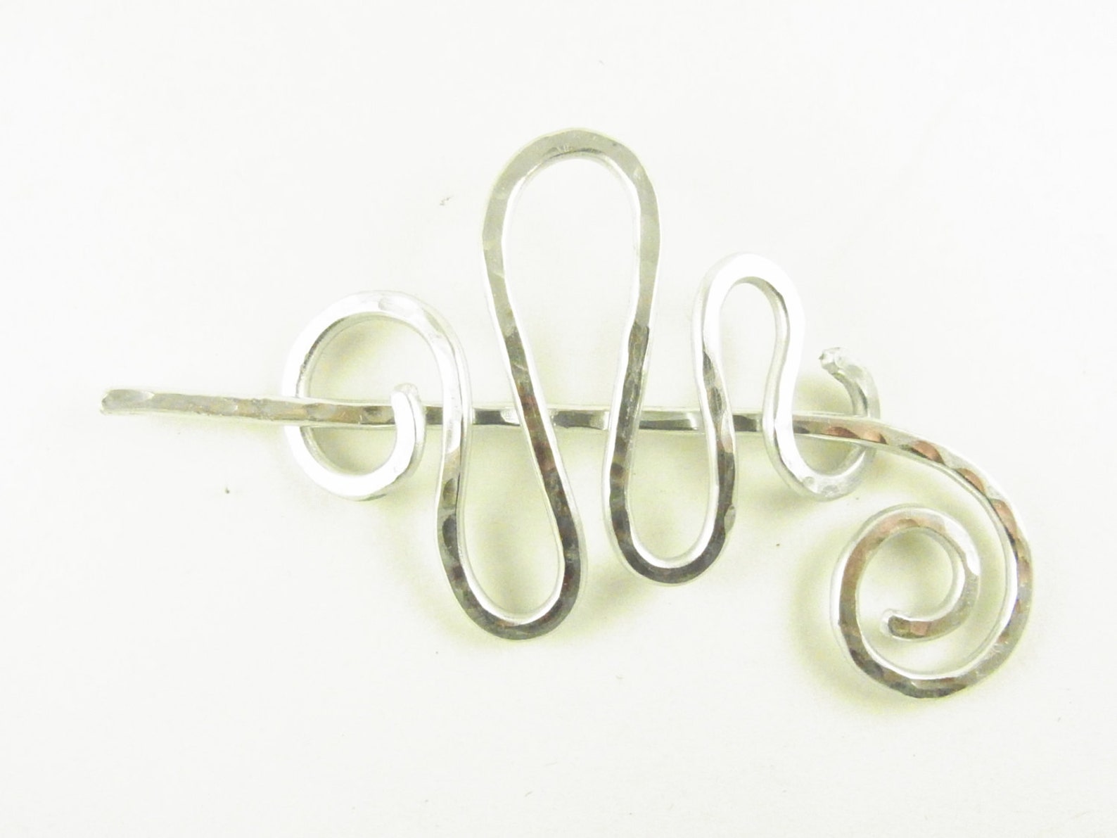Silver Shawl Pin/brooch/slide Minimalist Abstract Squiggle - Etsy