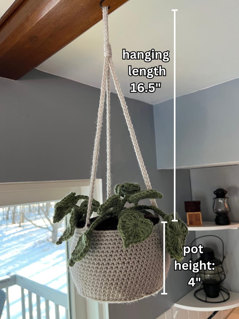 Large Pothos Crochet Hanging Basket | Handmade Boho Home Decor ...