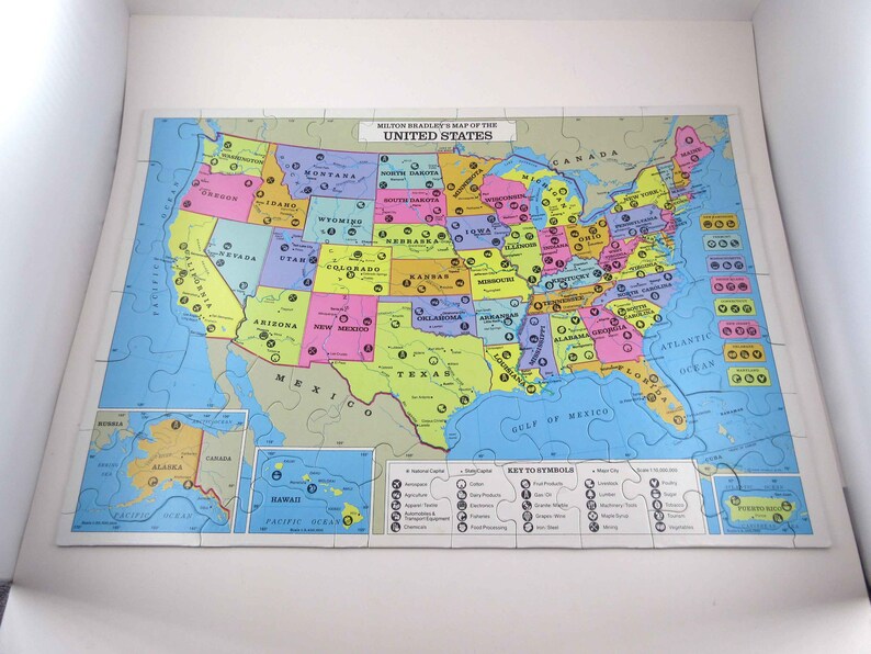 Vintage 1990s Map Puzzle of the United States by Milton - Etsy
