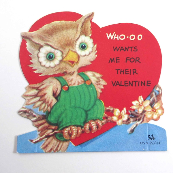Owl Valentine Card - Etsy