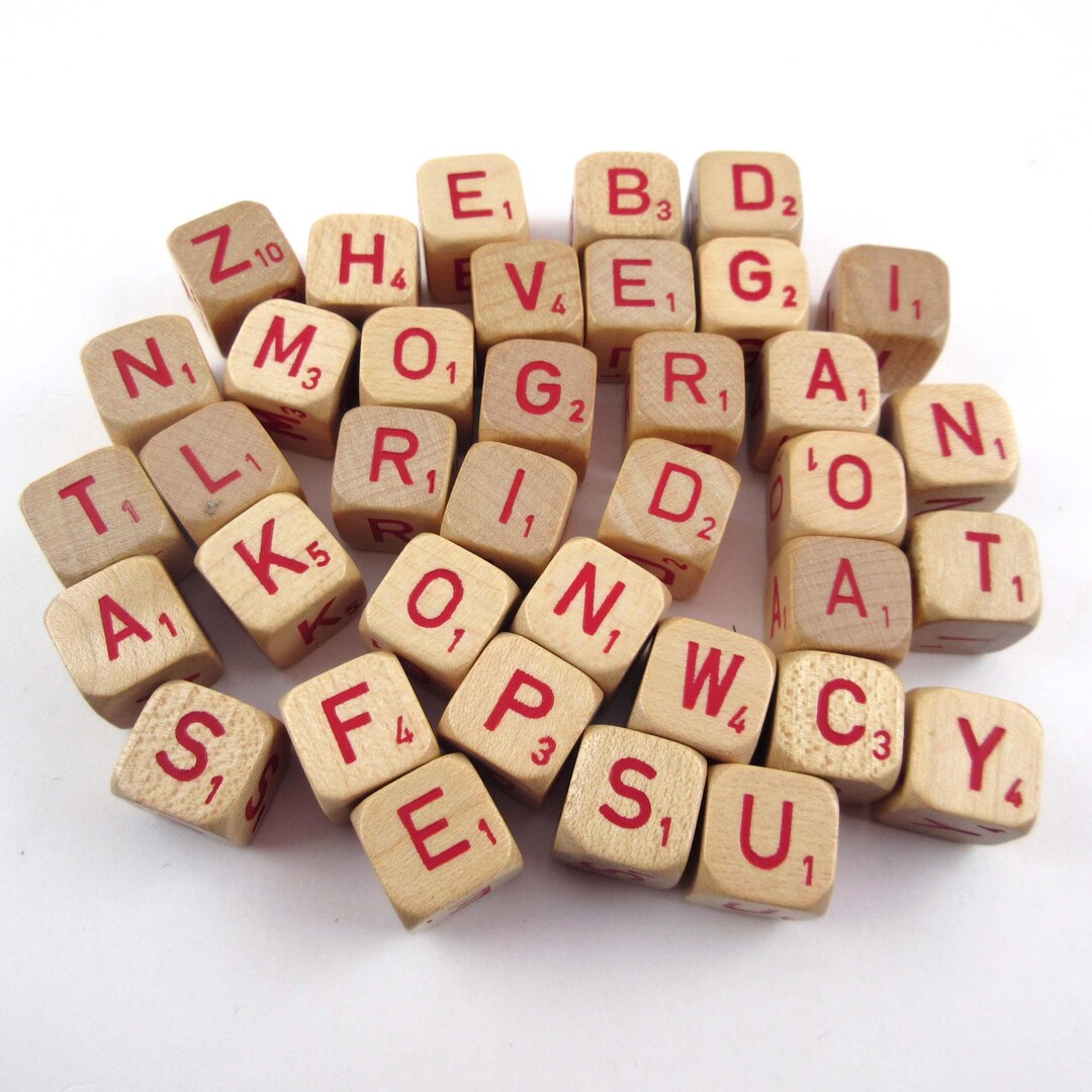 Vintage 1960s Scrabble Cubes Letters or Game Pieces Wooden Dice With ...