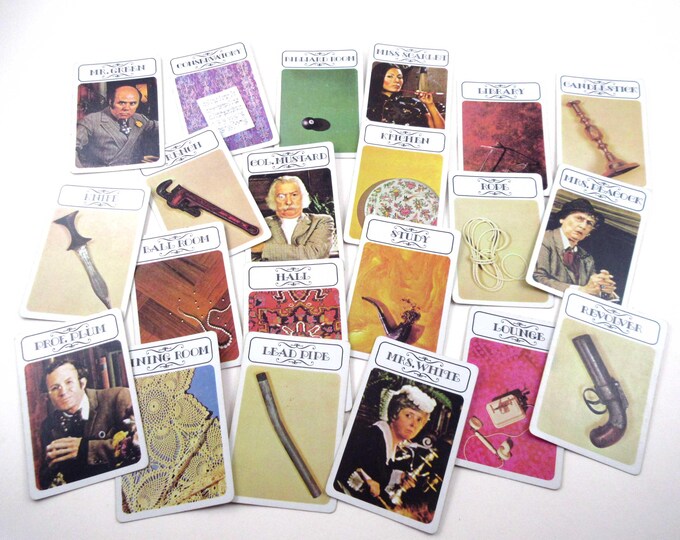Vintage 1980s Clue Game Playing Cards Suspects Rooms Weapons Set of 21 ...