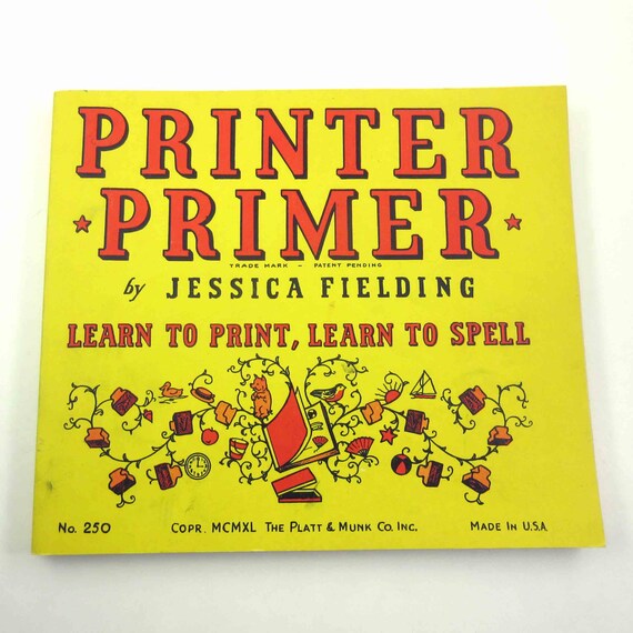 Vintage 1940s Printer Primer for Learning to Print and Spell | Etsy