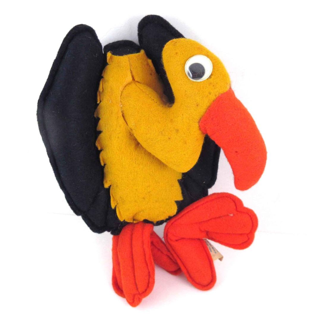 Vintage 1970s Halloween Black Victor Vulture Plush or Stuffed Animal by ...