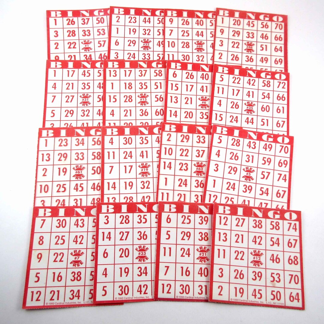 Vintage Red and White Double Sided Bingo Cards Set of 16 - Etsy