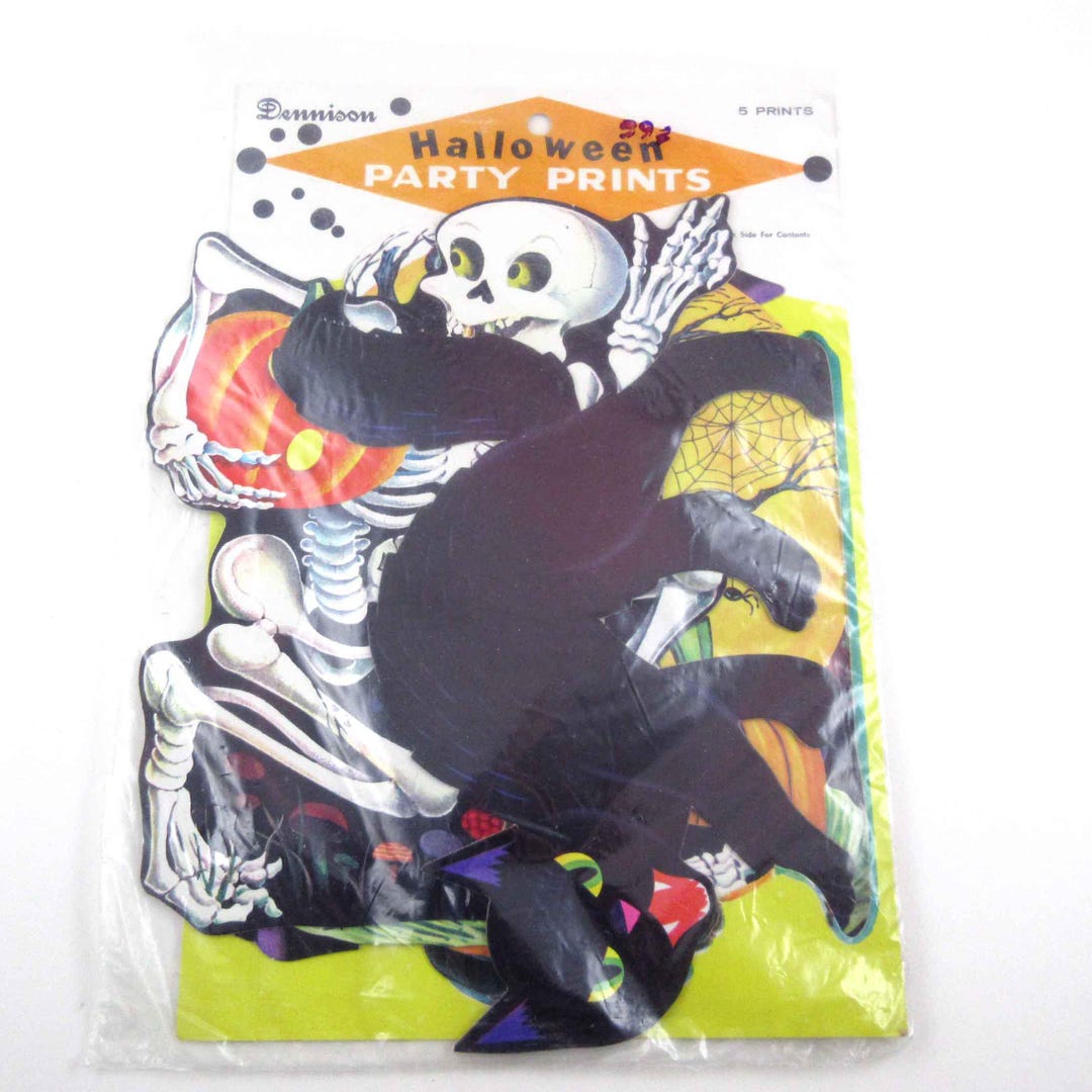Vintage Dennison Halloween Die Cut Decorations Party Prints With Jack O ...