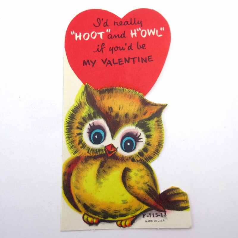Owl Valentine Card - Etsy