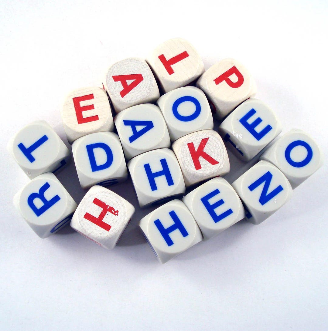 Vintage Blue and Red Boggle Alphabet Letter Blocks Game Pieces Set of ...
