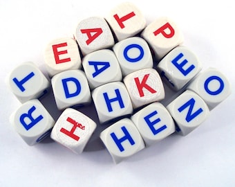 Vintage Blue and Ivory Boggle Alphabet Letter Blocks Game Pieces Set of ...