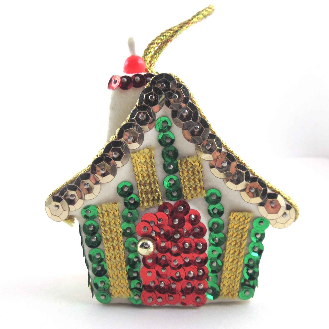 Vintage Walco Beaded Sequin Push Pin House Cottage Ornament - Etsy