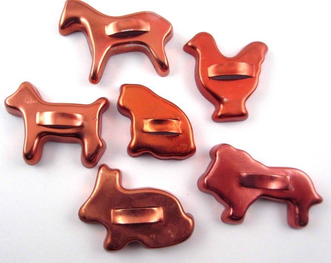 Vintage Children's Small Animals Aluminum Copper Metal Cookie Cutters ...