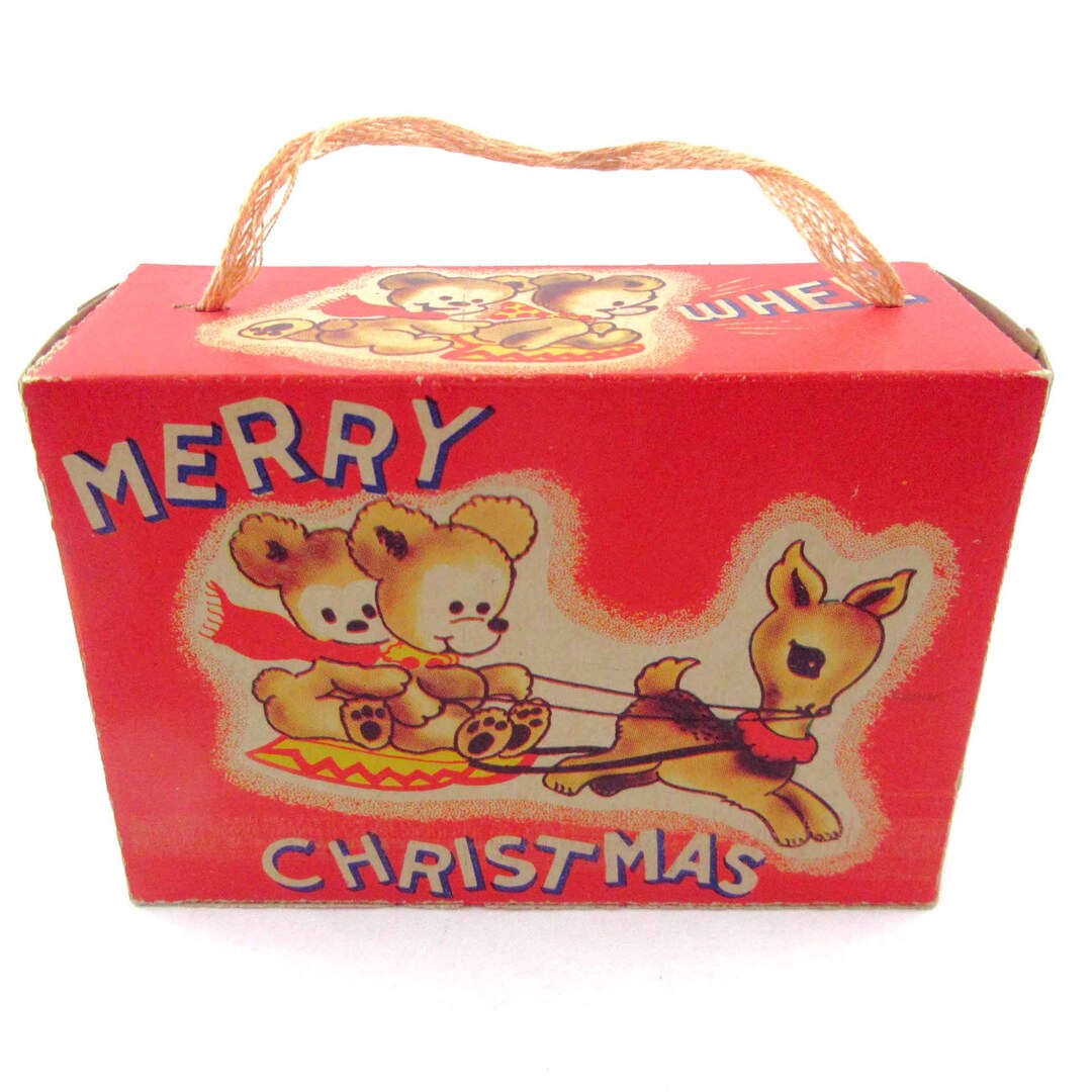 Vintage Christmas Cardboard Candy Box With Bears and Reindeer - Etsy