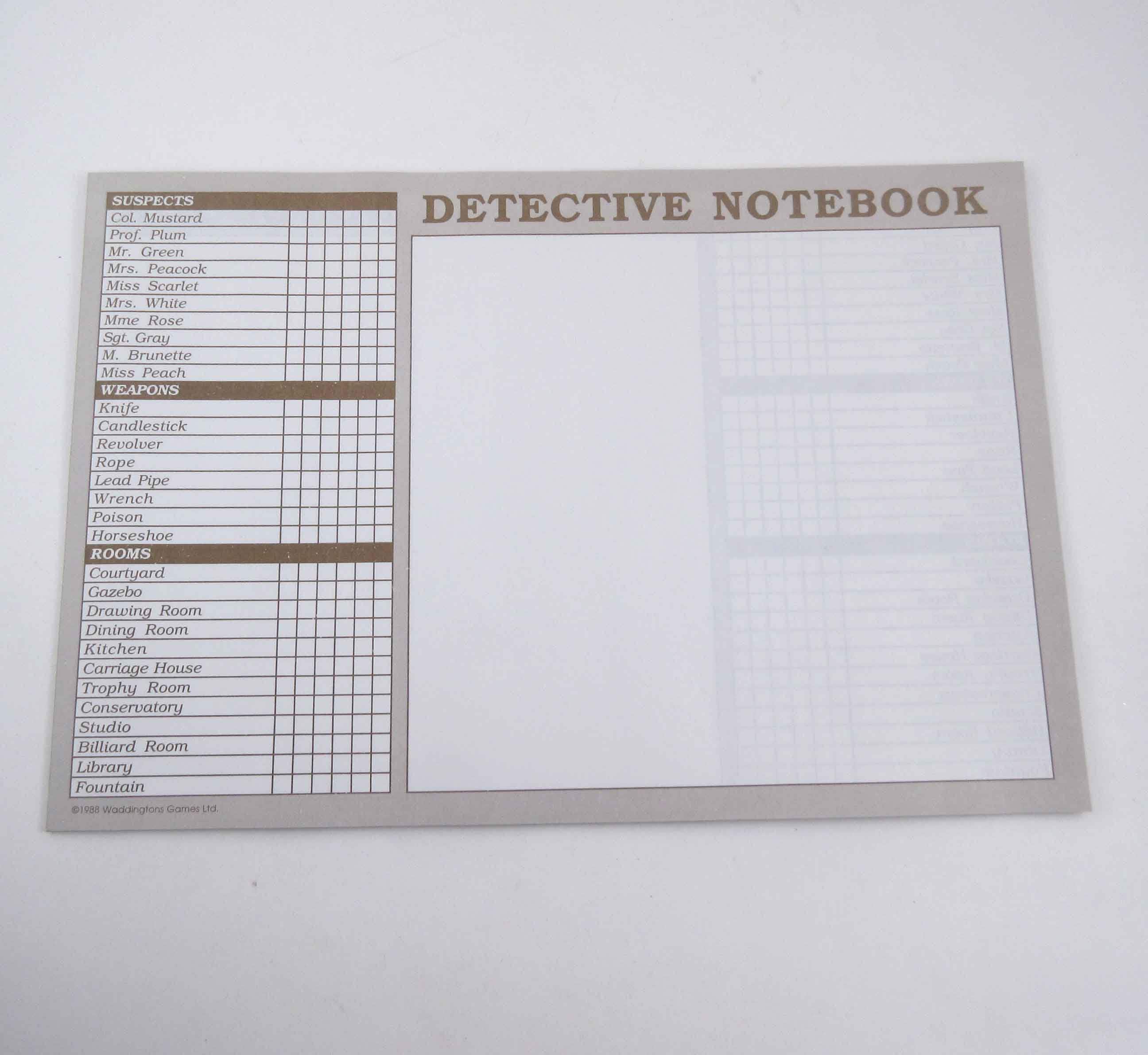 Clue Detective Notepad