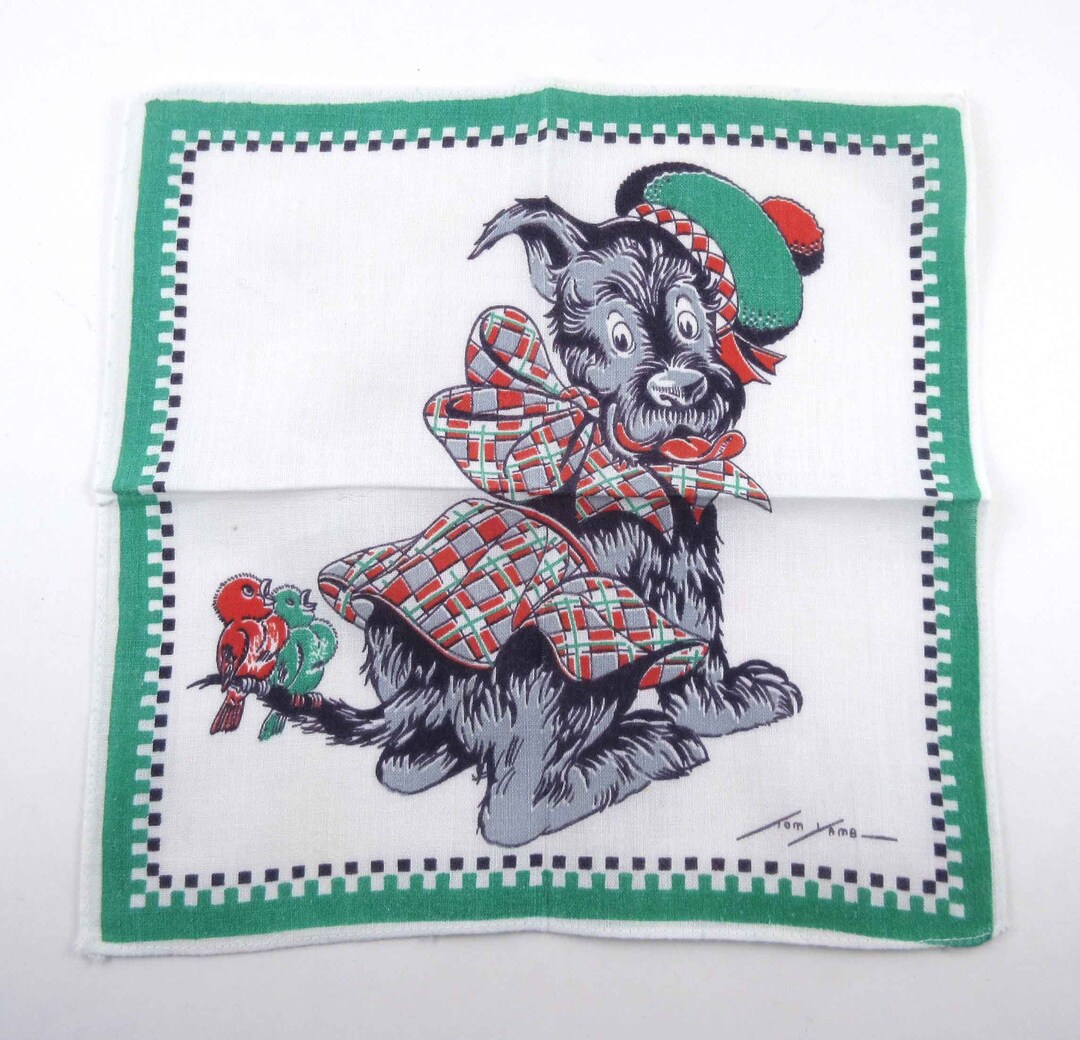 Vintage Children's Hankie or Handkerchief With Scottie - Etsy
