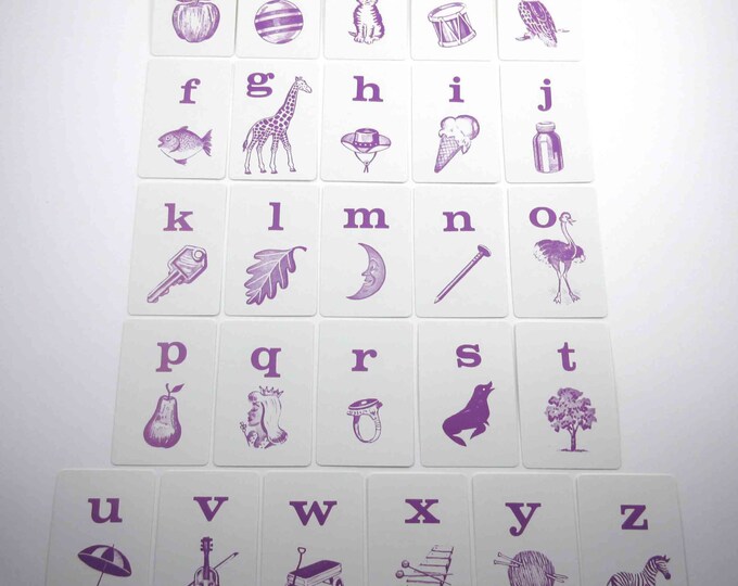 Vintage Children's School Alphabet Flash Cards With Pictures and ...