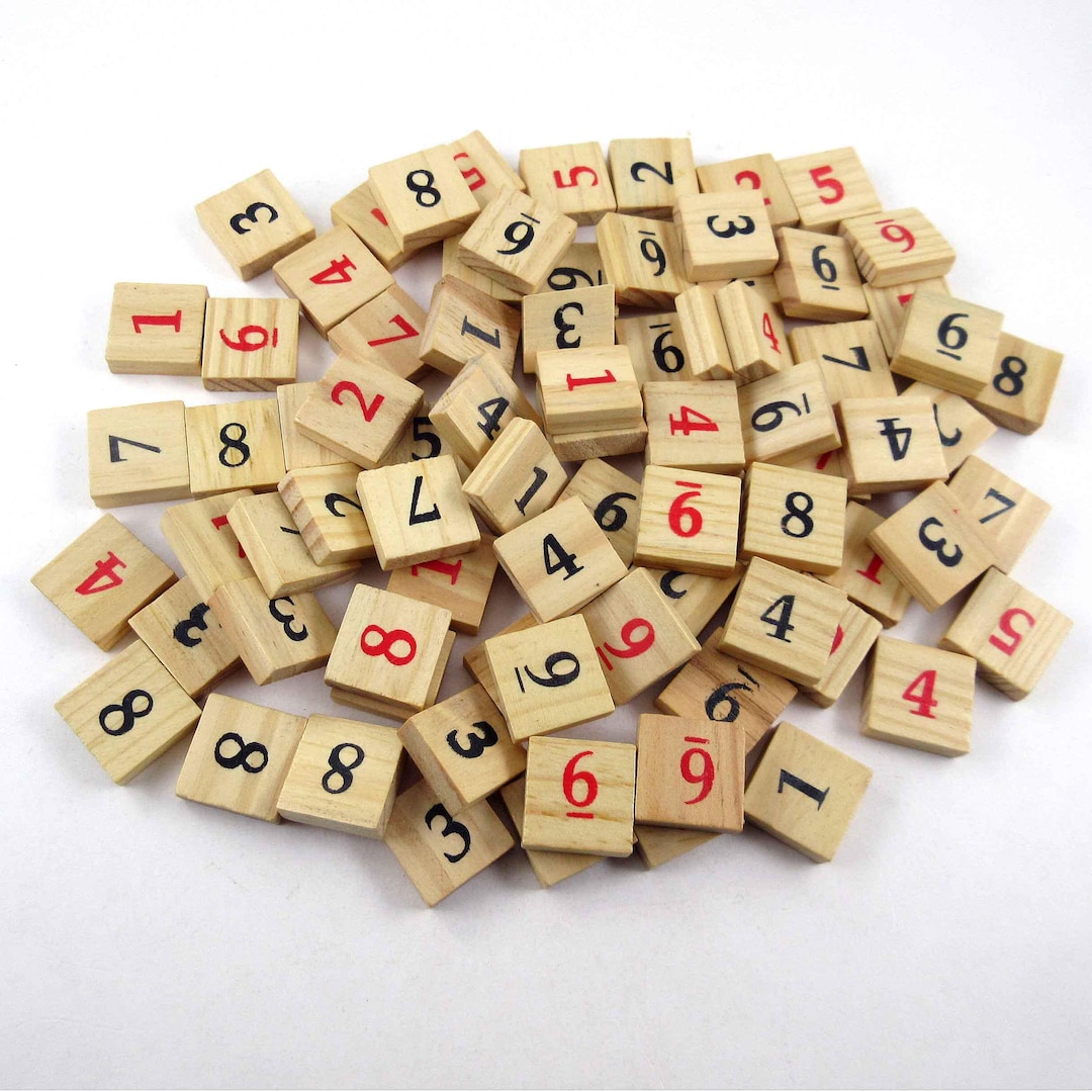 Wooden Sudoku Tiles or Game Pieces With Black and Red Numbers Set of 81 ...