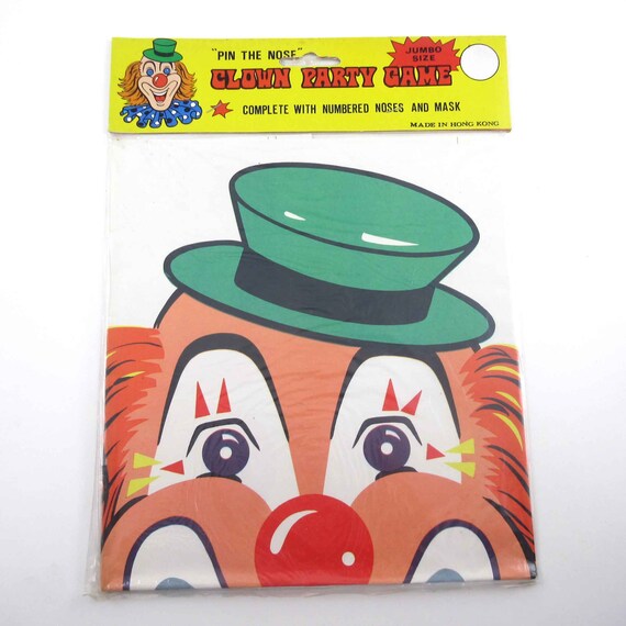 Vintage Pin the Nose on the Clown Game With Blindfold Birthday - Etsy