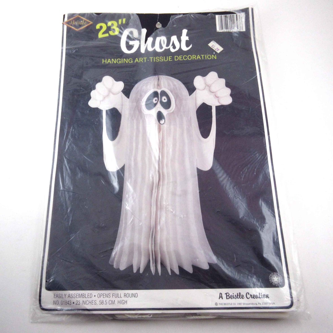 Vintage 1980s Beistle Die Cut Hanging Halloween Ghost Decoration With ...