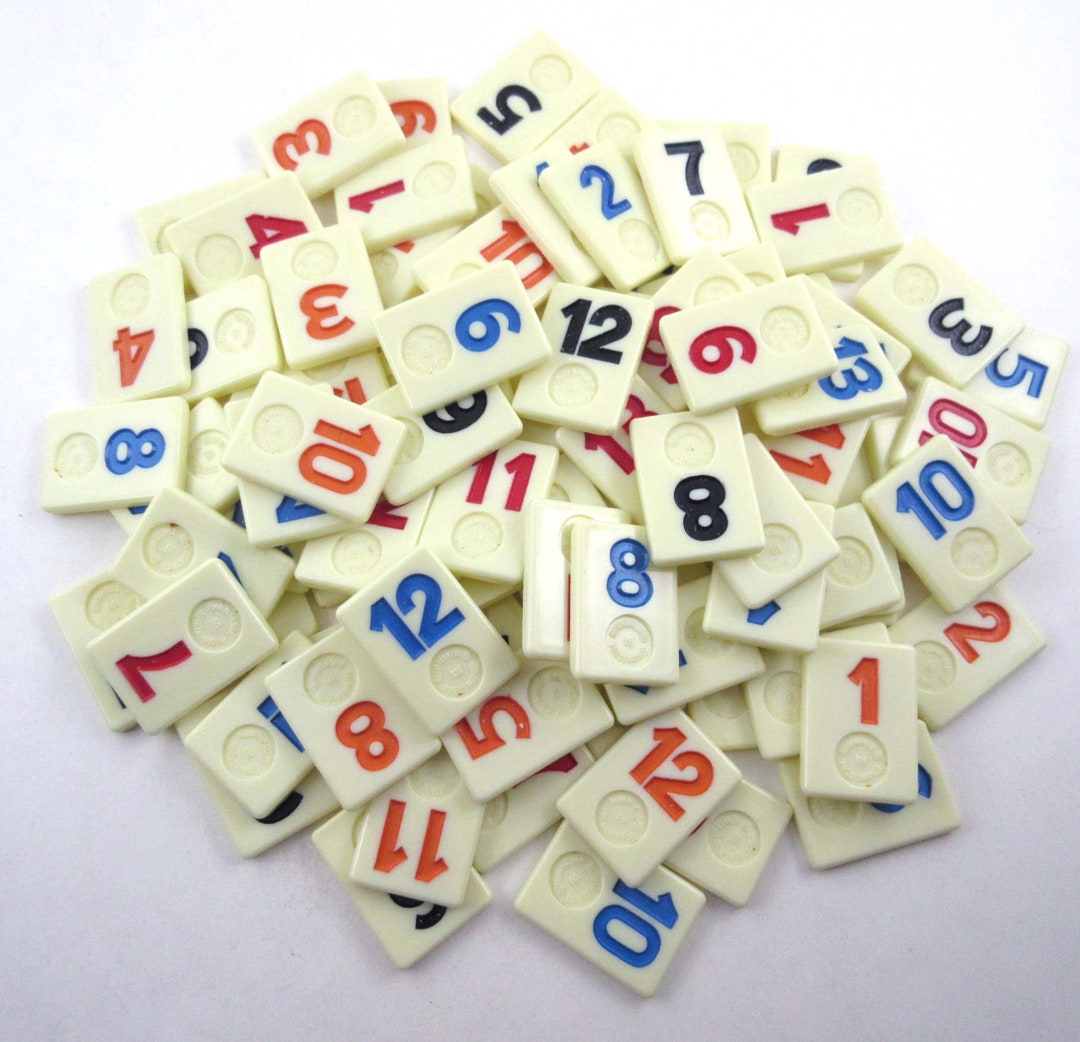 Plastic Rummikub Tiles or Game Pieces With Numbers and Faces Set of 108 ...
