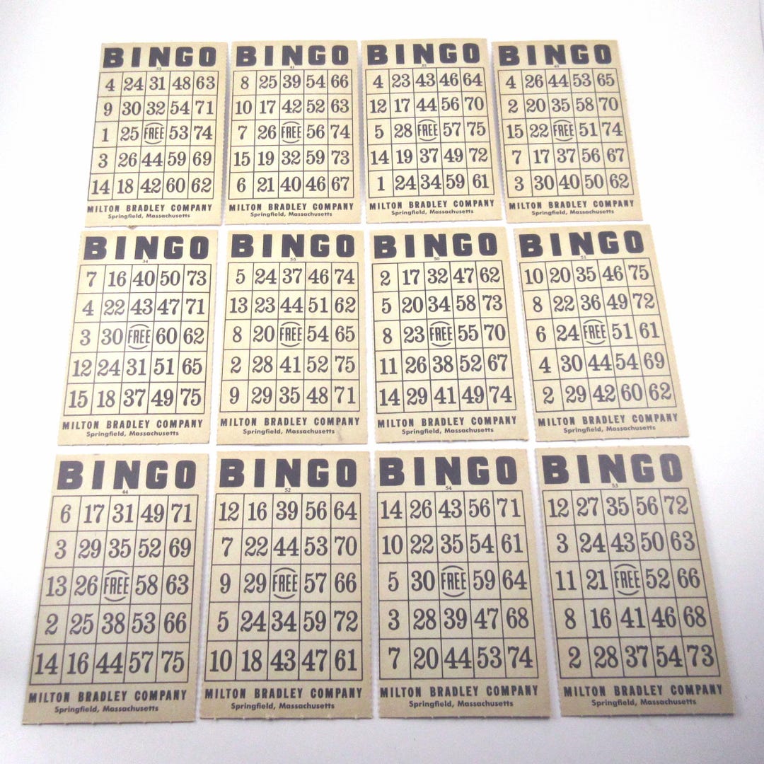 Vintage Tan and Black Bingo Cards by Milton Bradley Set of 12 - Etsy