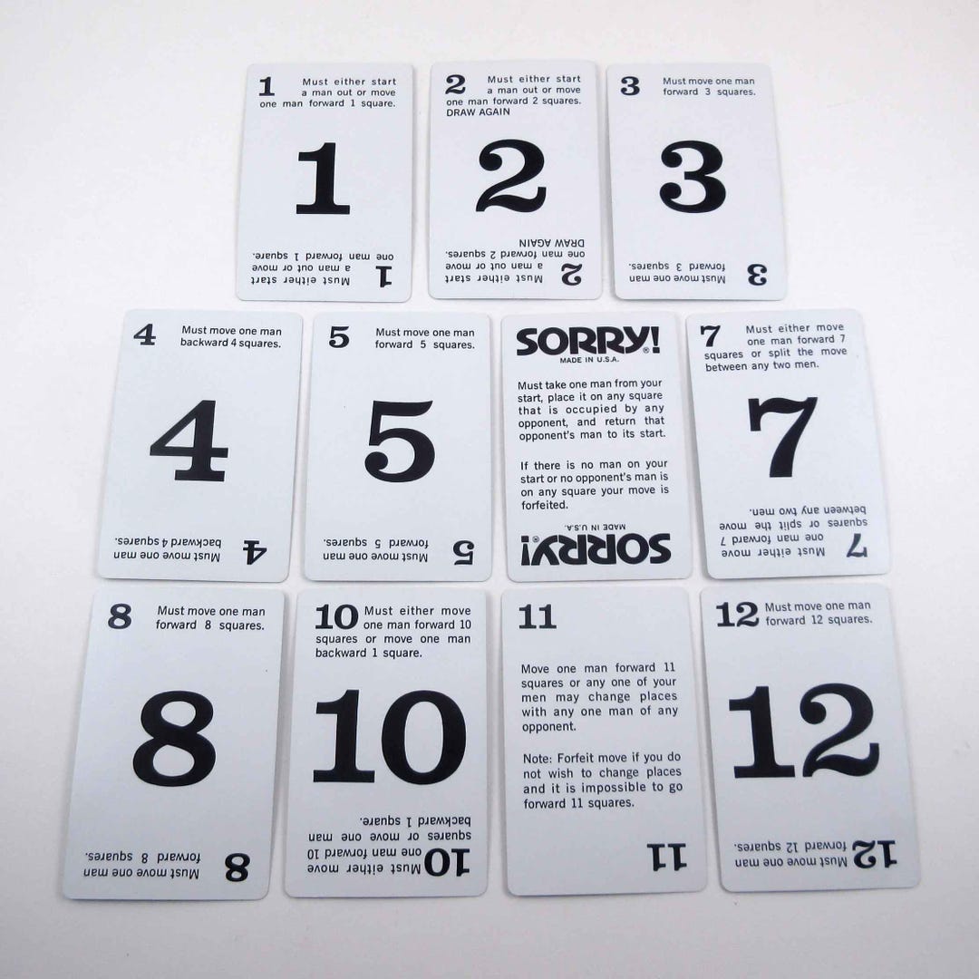 Vintage 1970s Playing Cards With Numbers From Sorry Game Partial Set of ...