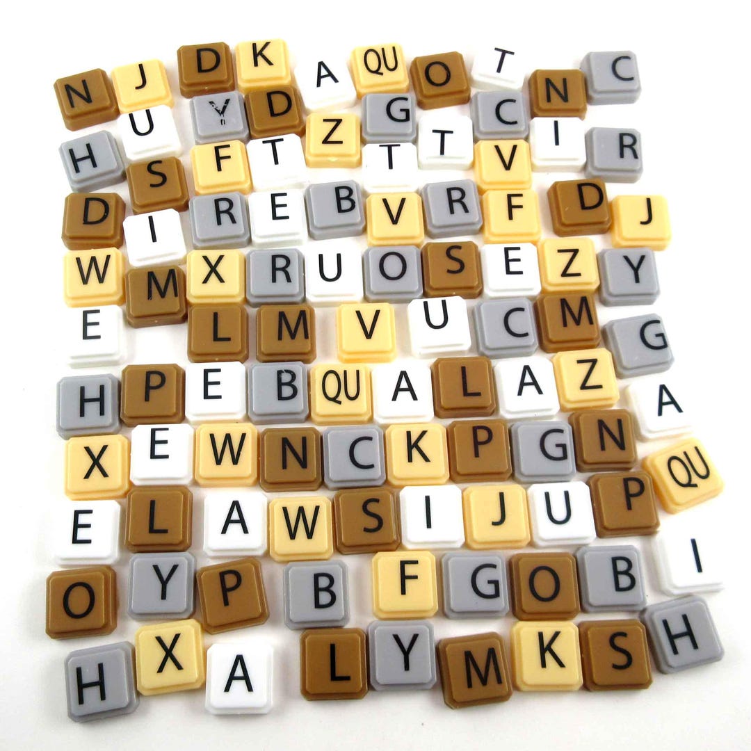 Plastic Alphabet Letter Square Tiles or Game Pieces Brown Tan White ...