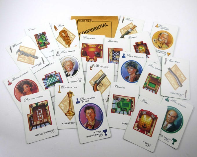 Clue Game Playing Cards Suspects Rooms Weapons Set of 21 - Etsy
