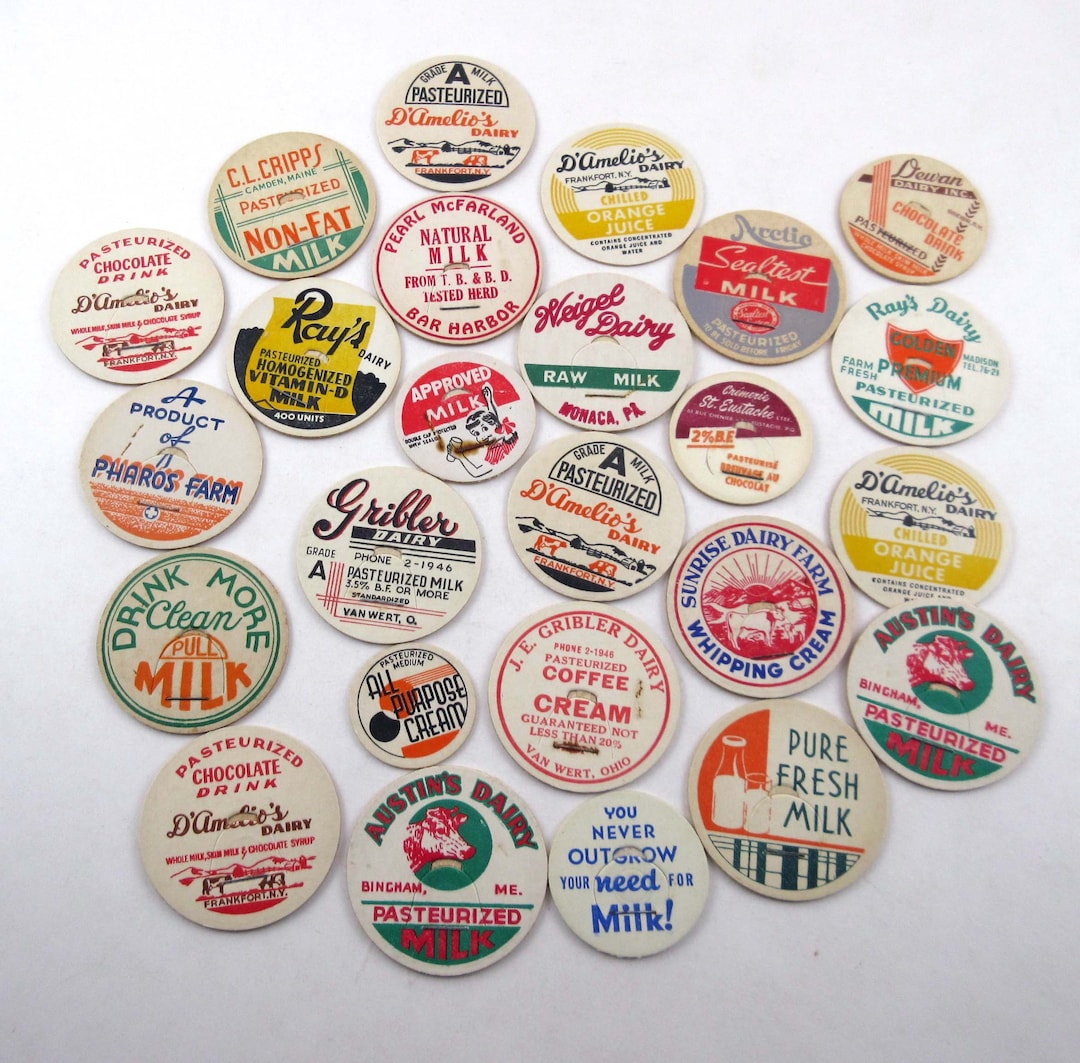 Assorted Vintage Milk Bottle Caps Set of 25 Lot A - Etsy