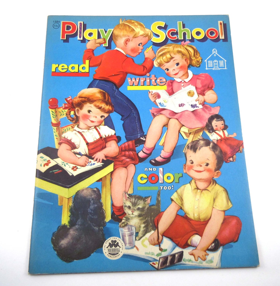 Play School Read Write and Color Too Vintage 1950s Unused Over Sized ...