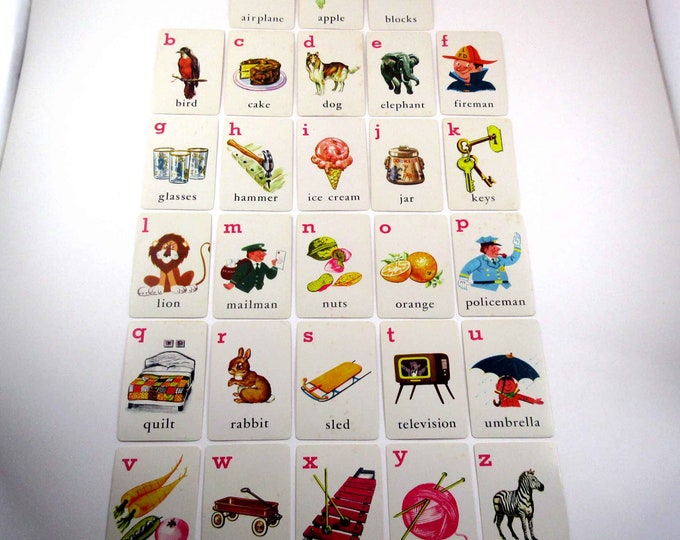 Vintage 1960s Children's Flash Cards With Pictures Words and Alphabet ...