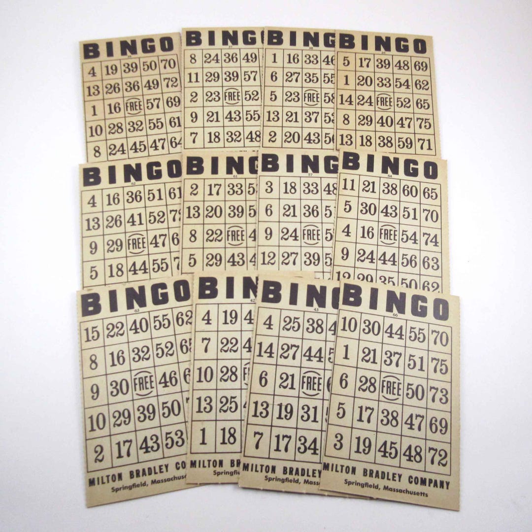 Vintage Tan and Black Bingo Cards by Milton Bradley Set of 12 - Etsy
