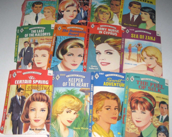 Vintage 1950s or 1960s Harlequin Romance Novel Book Covers Set C Lot of ...