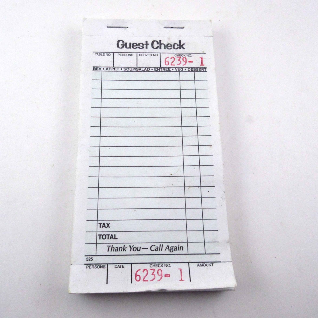 Unused Guest Check Receipt Pad for Restaurant or Diner 50 Sheets - Etsy