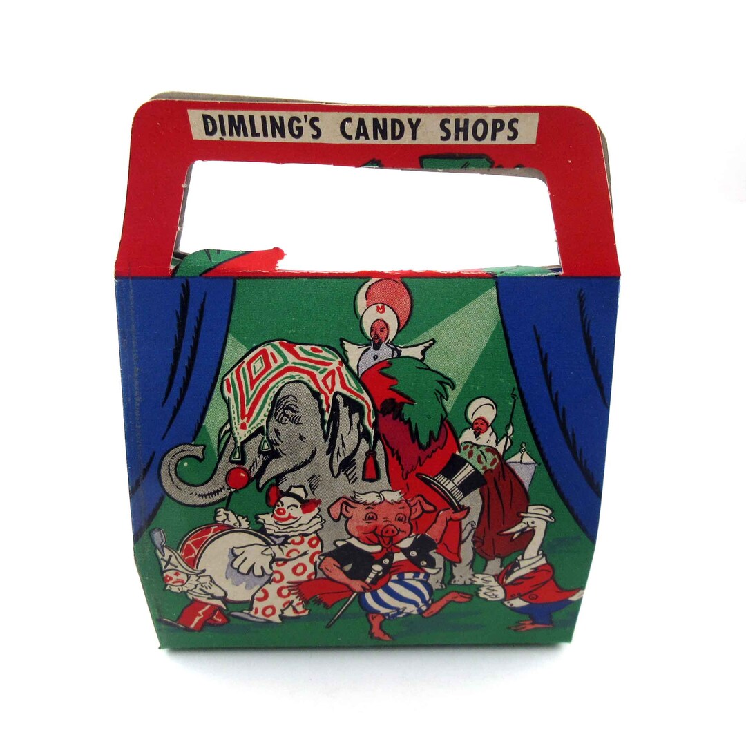 Dimling's Candy Shops Vintage Christmas Cardboard Candy Box With Circus ...