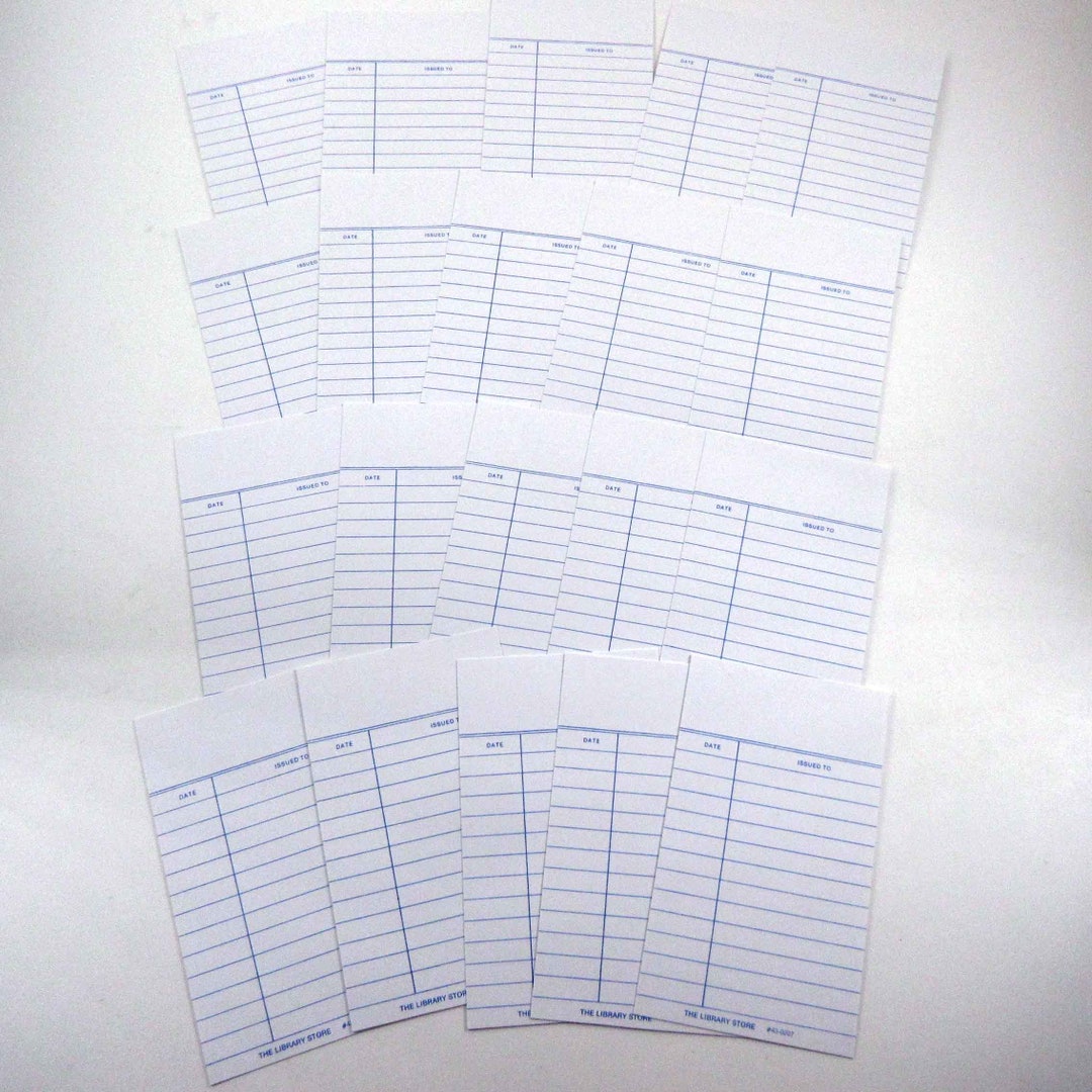 White and Blue Library Borrower's Check Out Cards Set of 20 - Etsy