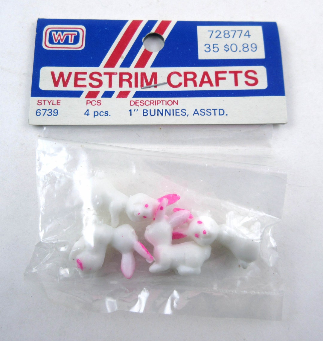 Vintage Plastic Miniature White and Pink Rabbits or Bunnies for ...