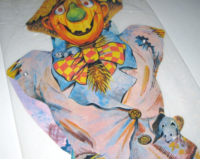 Vintage Cardboard Jointed Scarecrow Halloween Decoration in Original ...