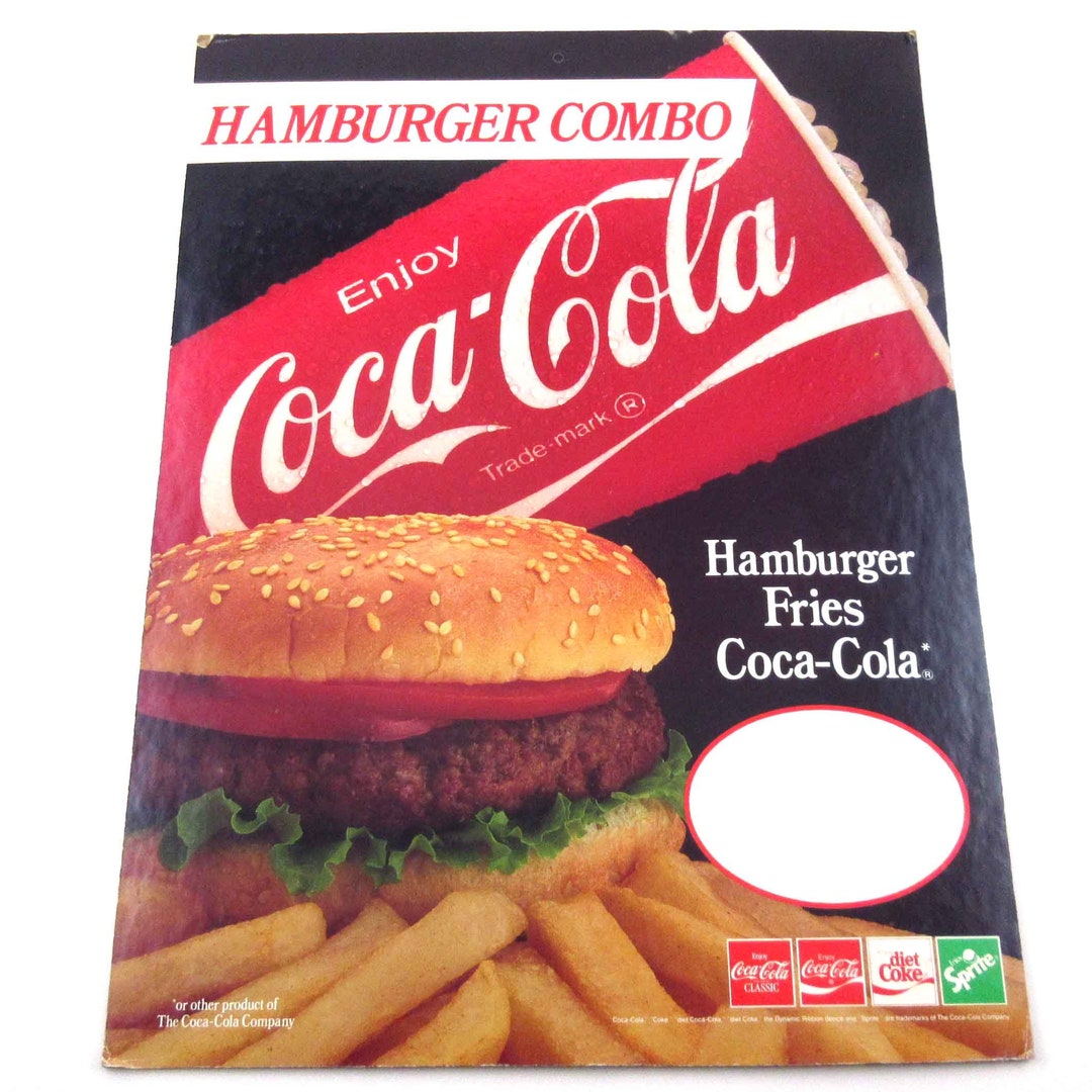 Coca Cola Hamburger Combo Advertising Cardboard Sign Diner Restaurant ...