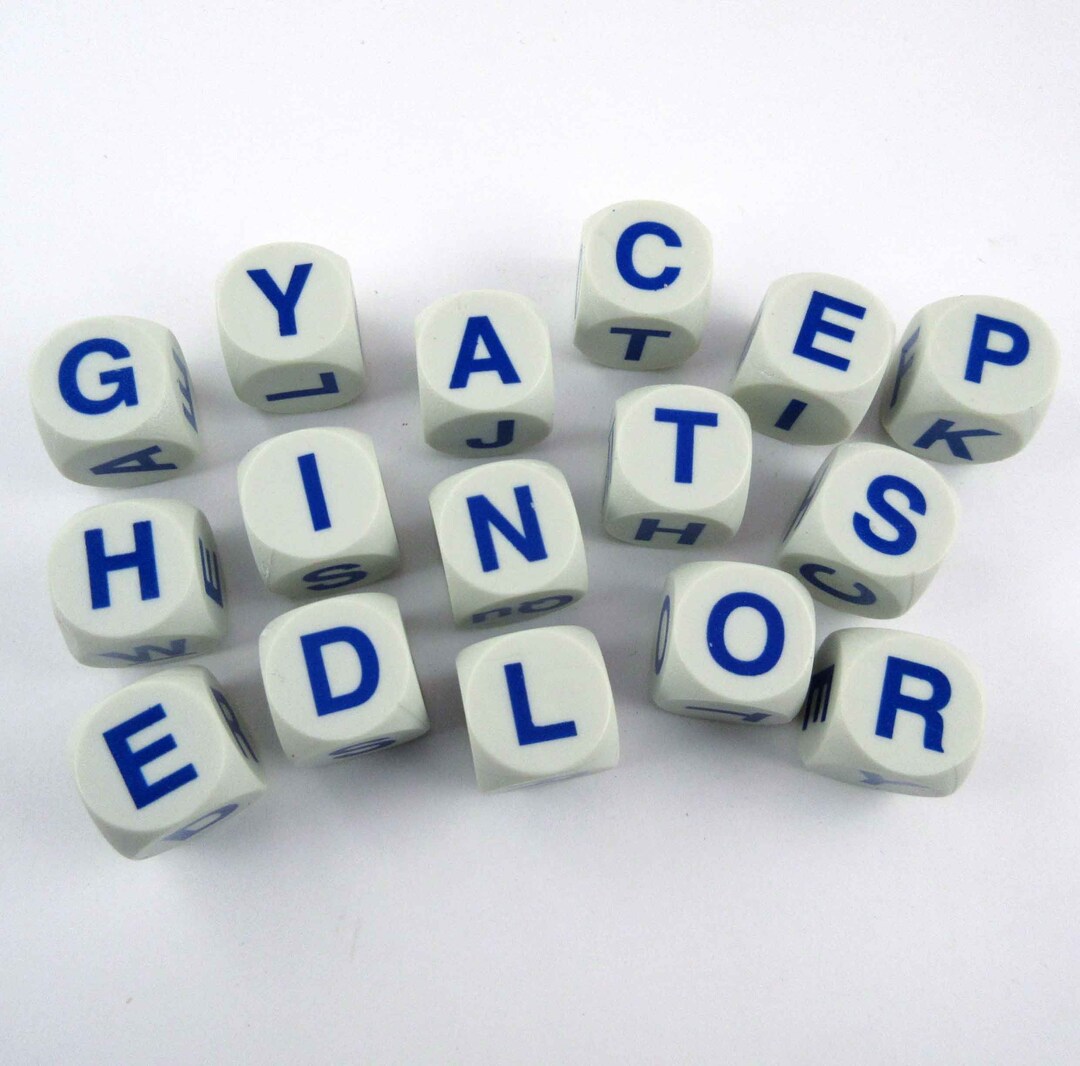 Vintage Blue and Ivory Boggle Alphabet Letter Blocks Game Pieces Set of ...