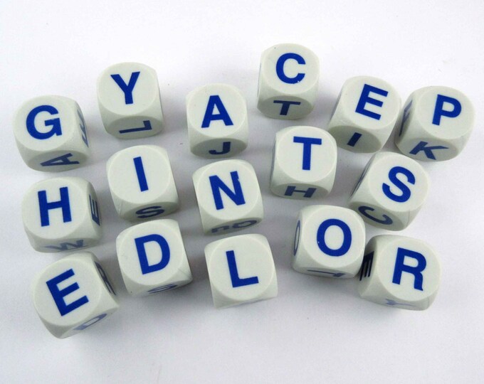 Vintage Blue and Ivory Boggle Alphabet Letter Blocks Game Pieces Set of ...
