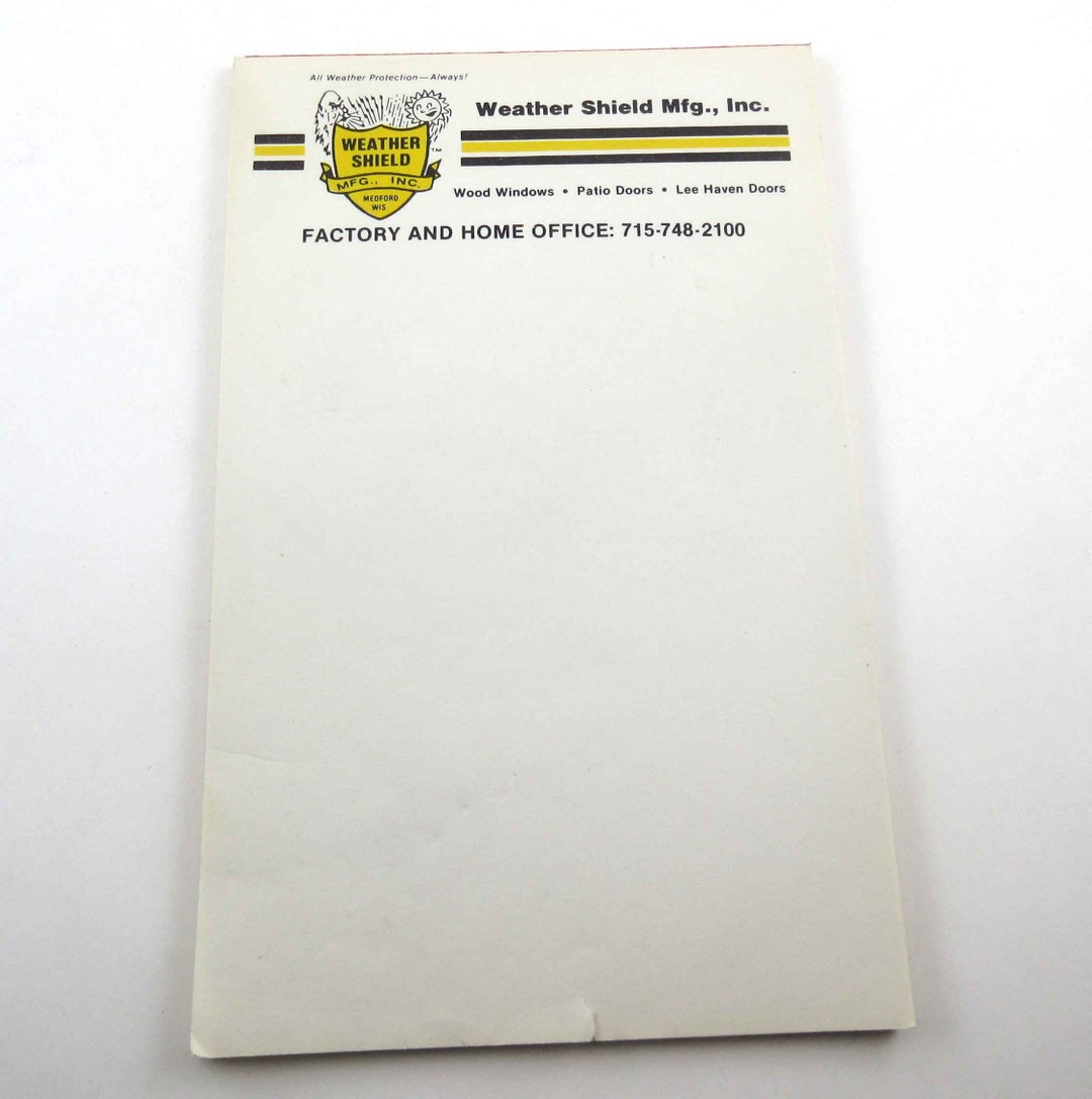 Vintage Weather Shield Mfg Medford WI Wisconsin Memo Pad With - Etsy
