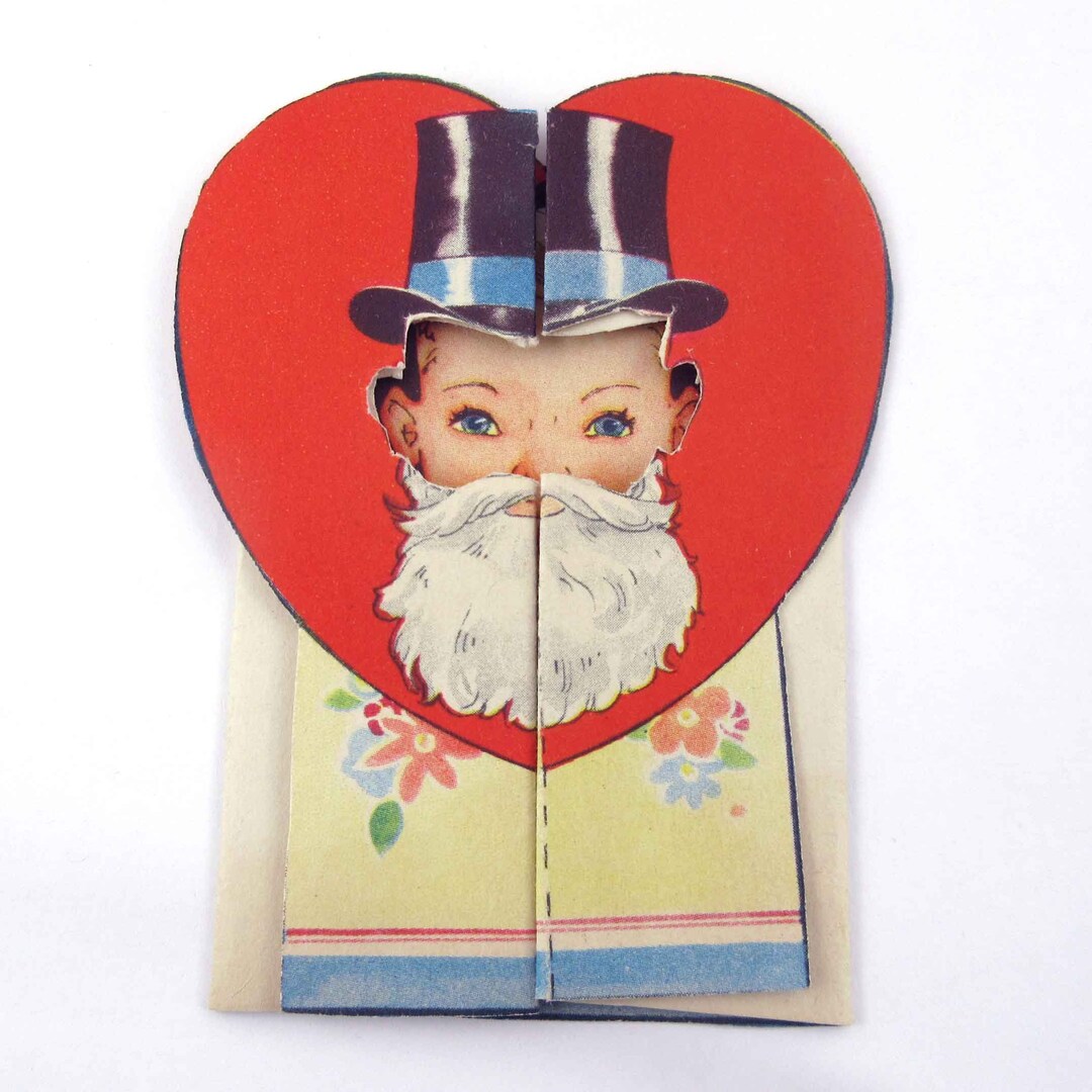 Vintage Children's Valentine Card With Adorable Boy in Top Hat Beard - Etsy