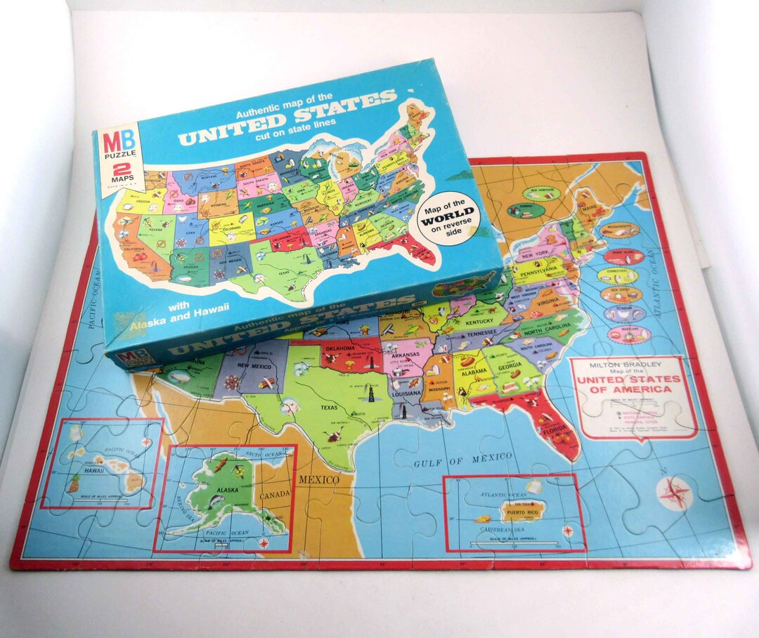 Vintage 1970s Authentic Map Puzzle of the Unite States by Milton ...