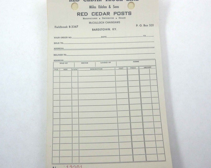 Vintage Red Cedar Truck Line Sales Receipts With Dupplicate - Etsy