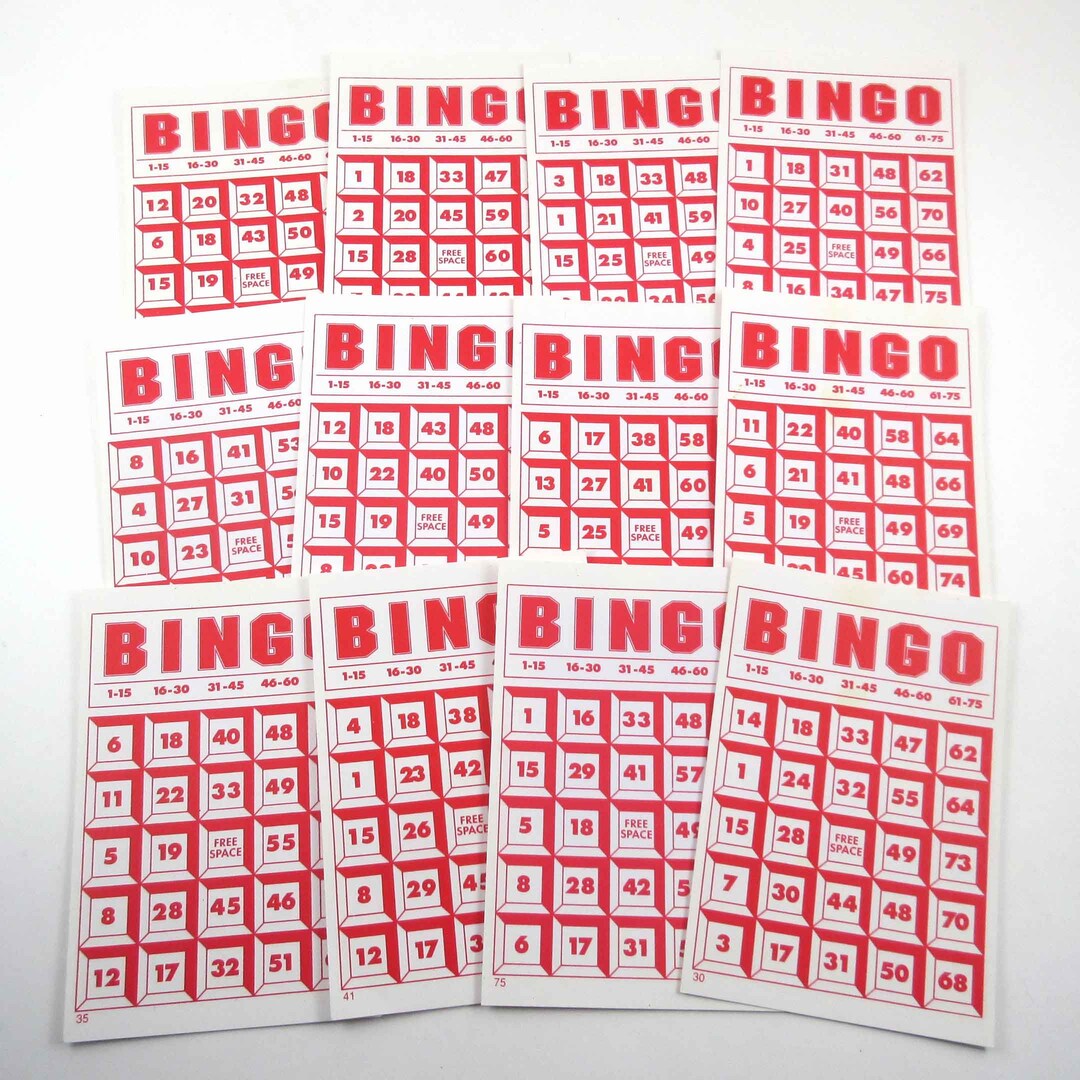 Vintage Red and White Bingo Cards by Milton Bradley Set of 12 - Etsy