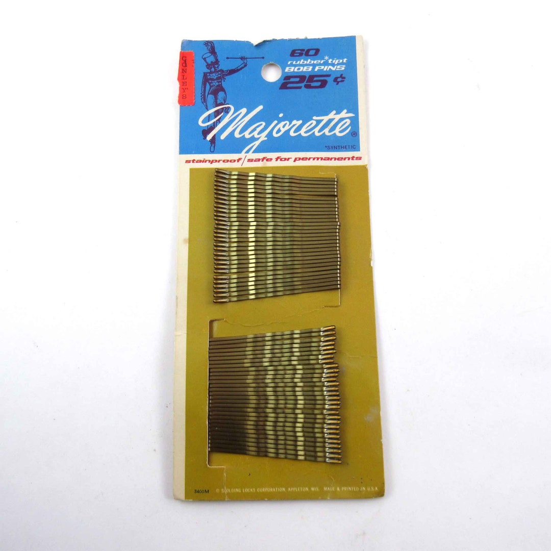 Vintage Rubber Tipped Majorette Bob Pins on Original Card - Etsy
