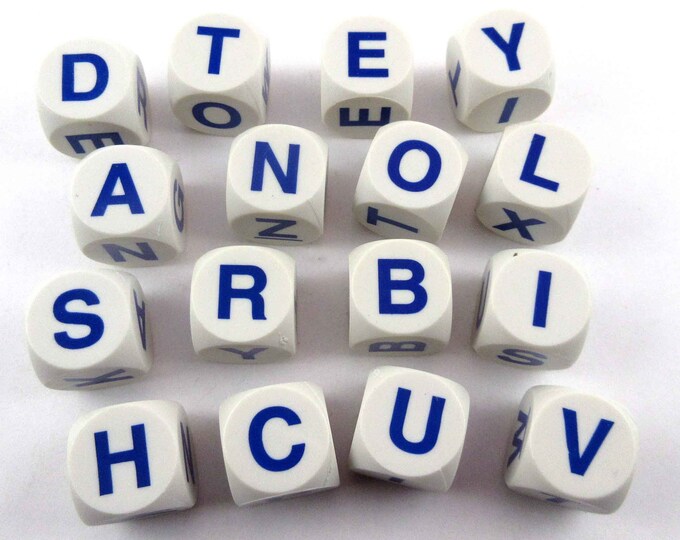 Vintage Blue and Ivory Boggle Alphabet Letter Blocks Game Pieces Set of ...