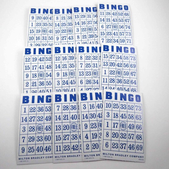 Vintage Blue and White Bingo Cards Set of 12 | Etsy