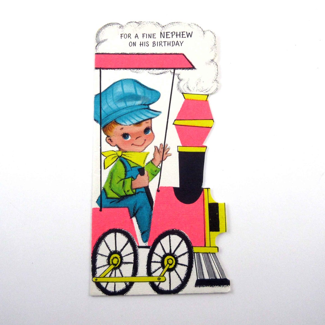 Vintage 1960s Birthday Greeting Card for Nephew With Cute Conductor Boy ...